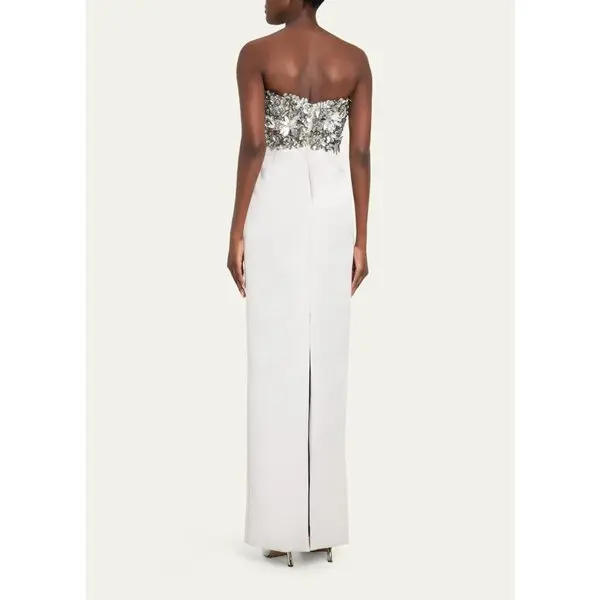 Prabal Gurung Strapless Floral Embellished Silk Column Gown
