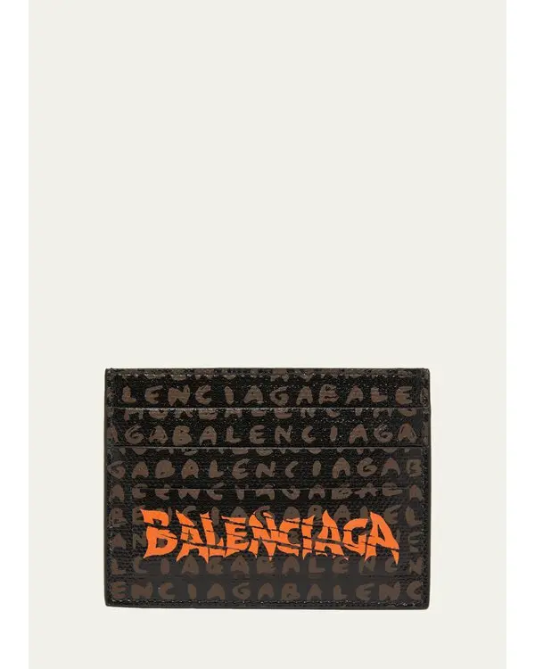 Balenciaga Snob Allover Logo Card Holder - Black Multi