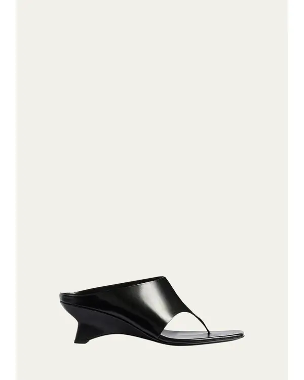 Khaite 55mm Marlow Leather Thong Mules - Black