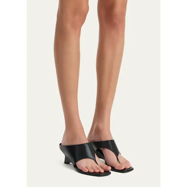 Khaite 55mm Marlow Leather Thong Mules - Black