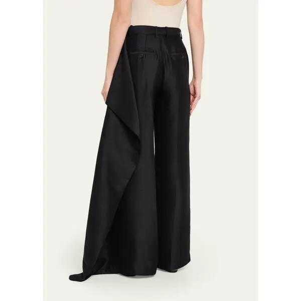 HEIRLOME Rickie Shantung Silk Asymmetric Wide-leg Trousers