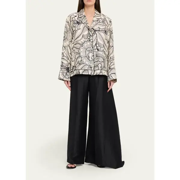 HEIRLOME Rickie Shantung Silk Asymmetric Wide-leg Trousers