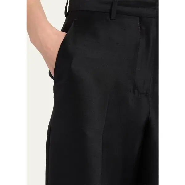 HEIRLOME Rickie Shantung Silk Asymmetric Wide-leg Trousers