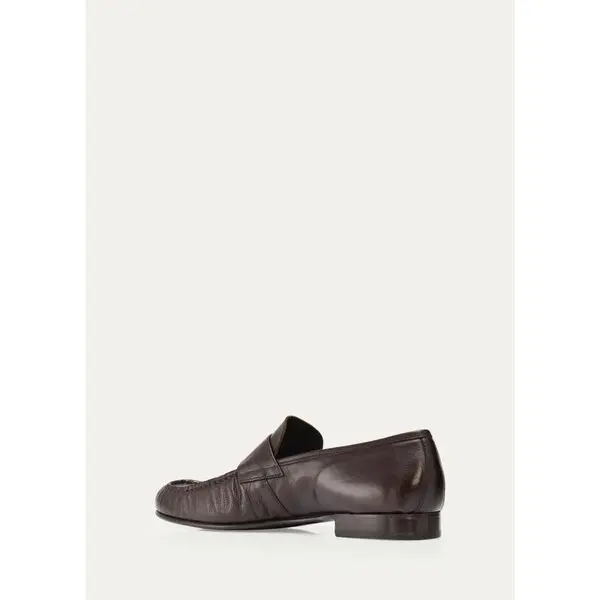 Bergdorf Goodman Buffalo Leather Moc-toe Loafers - Brown