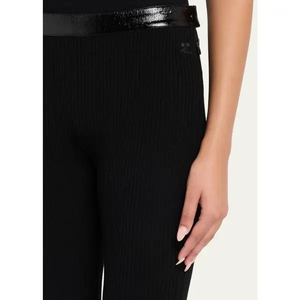COURREGES Contrast Vinyl & Knit Straight-leg Pants
