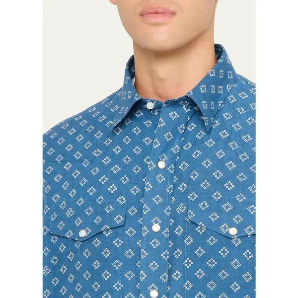 Ralph Lauren Purple Label Relaxed Fit Linen-silk Western Shirt