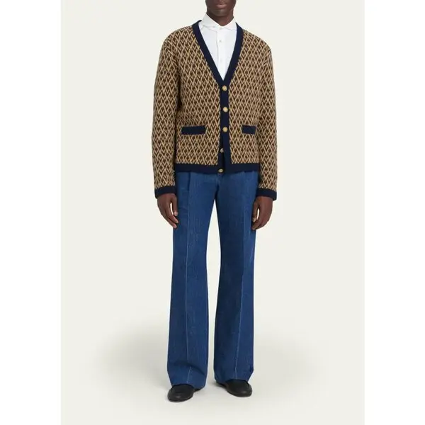 Valentino Garavani Jacquard-knit Wool Cardigan