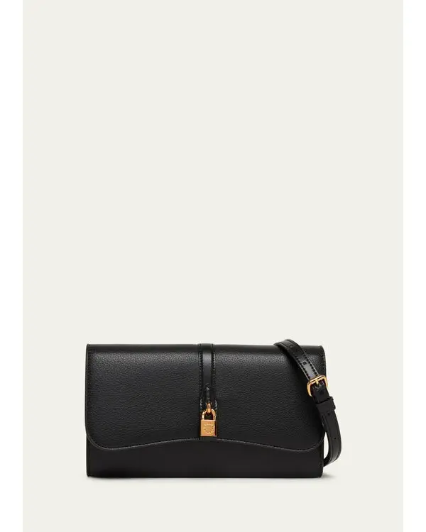 Stella McCartney Stella Ryder Embossed Grainy Eco Vegan Leather Wallet With Strap - Black
