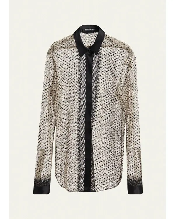 TOM FORD Polka-dot Lace Button-down Shirt