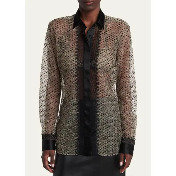 TOM FORD Polka-dot Lace Button-down Shirt