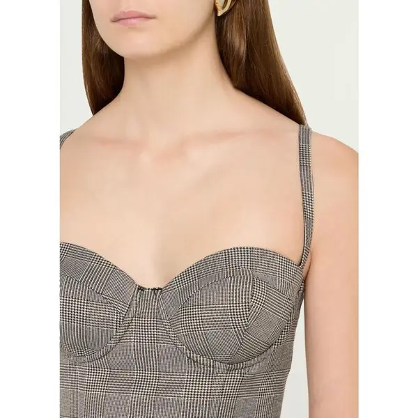 L'Agence Sonya Plaid Bustier Top