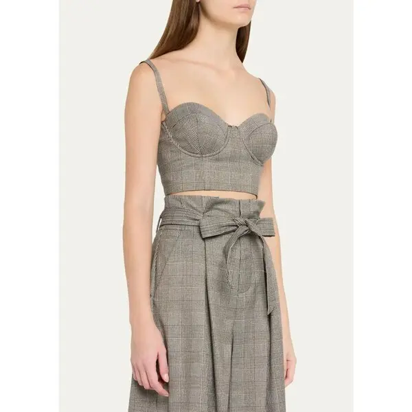 L'Agence Sonya Plaid Bustier Top