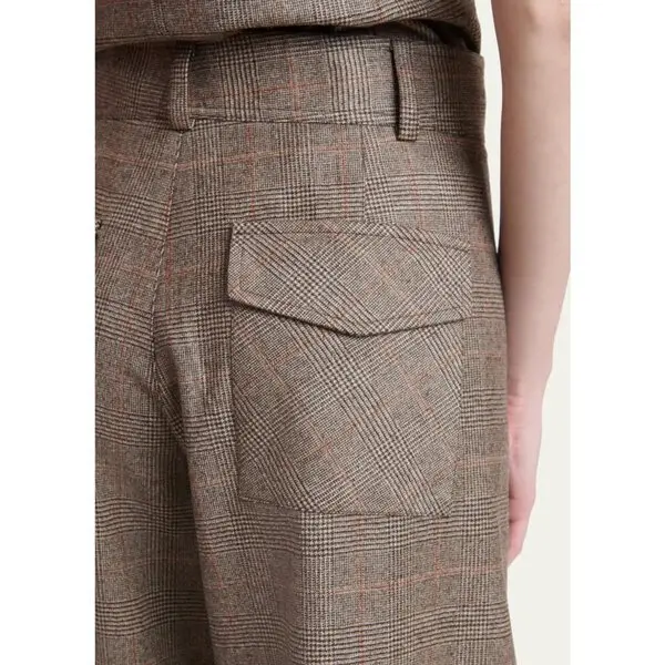 Kiton Wool-cashmere Check Barrel-leg Trousers