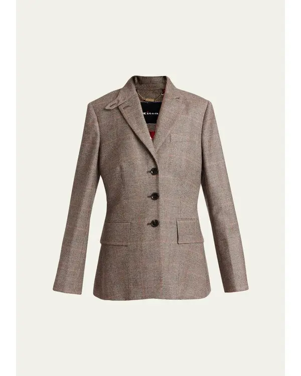 Kiton Wool-cashmere Check Single-breasted Jacket