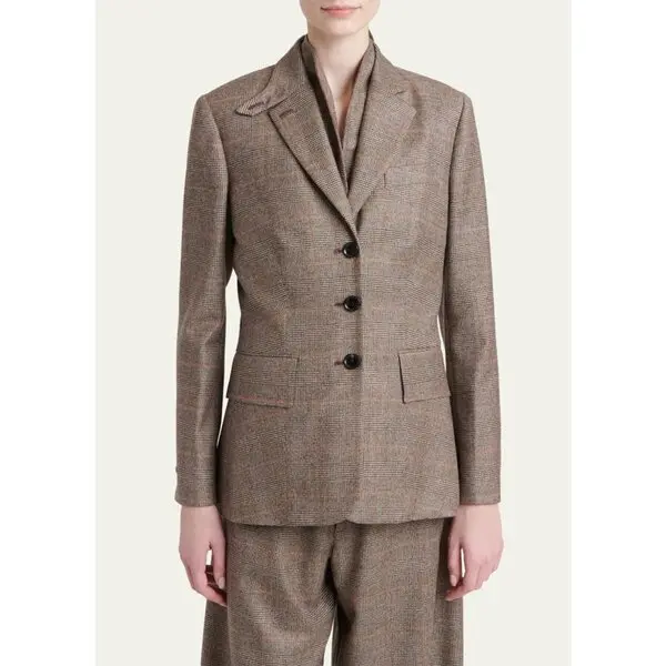 Kiton Wool-cashmere Check Single-breasted Jacket