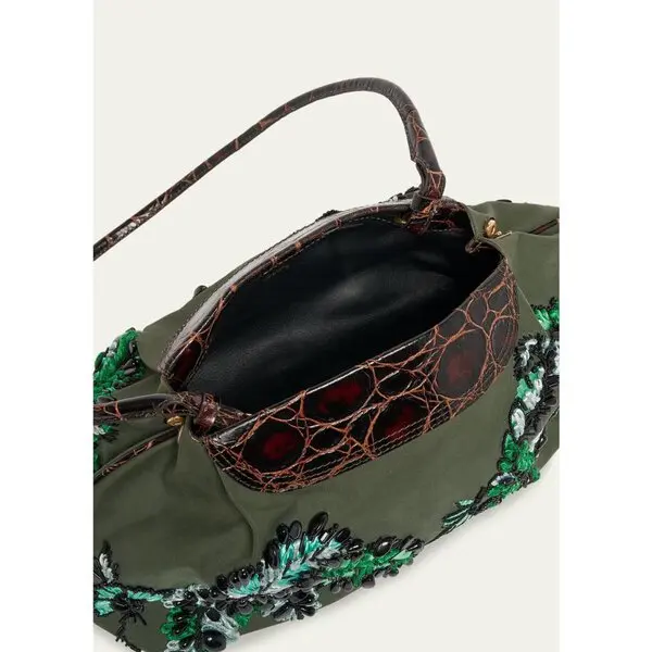 Dries Van Noten Medium Beaded Cotton Clutch Bag