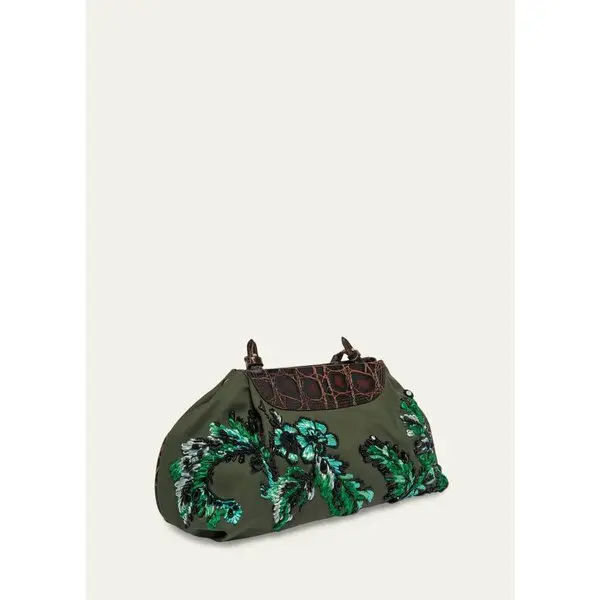 Dries Van Noten Medium Beaded Cotton Clutch Bag