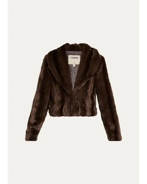 L'Agence Davy Faux Fur Cropped Jacket