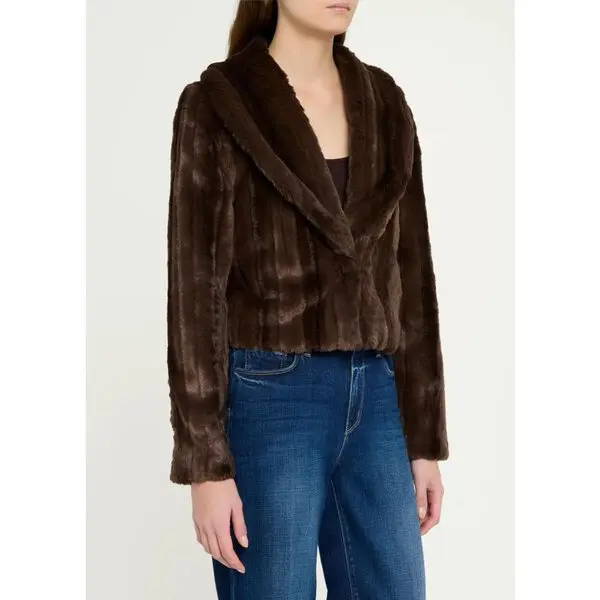L'Agence Davy Faux Fur Cropped Jacket
