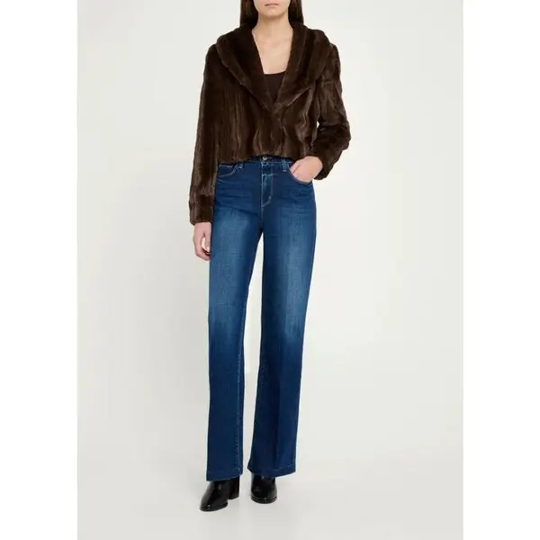 L'Agence Davy Faux Fur Cropped Jacket