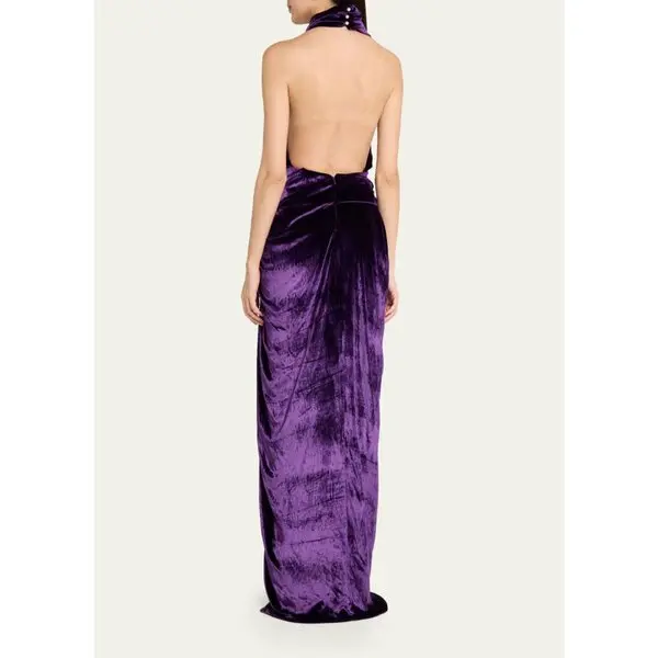 Prabal Gurung Draped Velvet Halter Dress