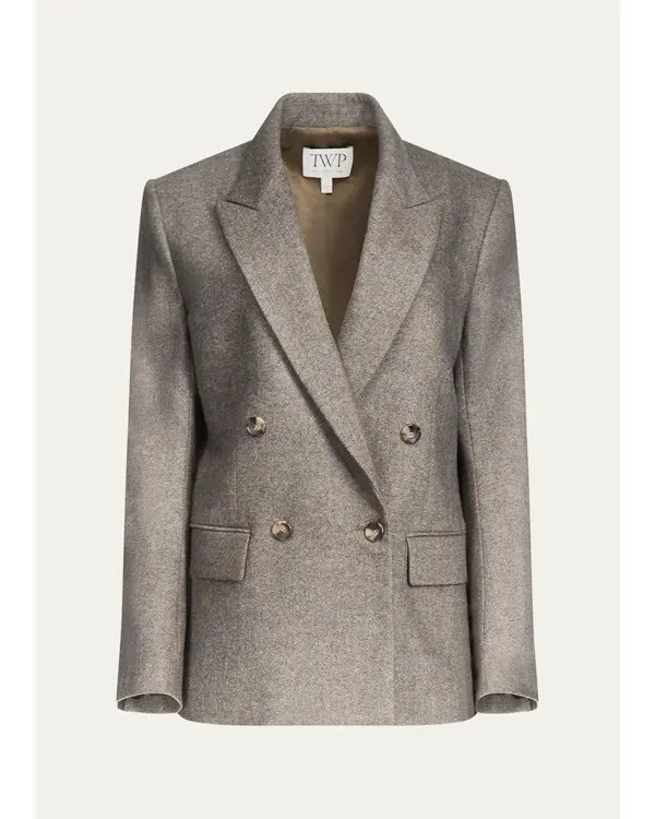 TWP Harper Double-breasted Herringbone Blazer