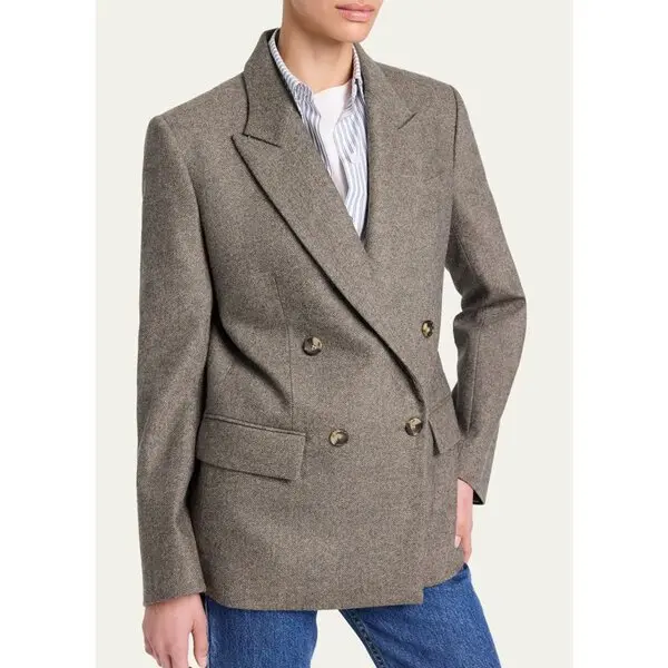 TWP Harper Double-breasted Herringbone Blazer