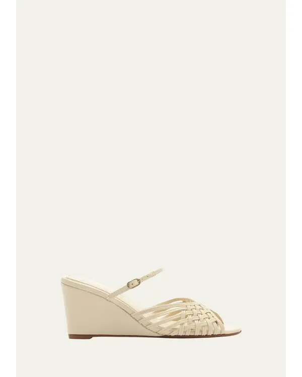 ALEXANDRE BIRMAN 75mm Lilian Leather Wedge Mules
