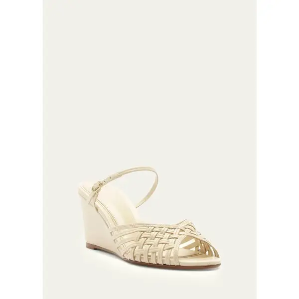 ALEXANDRE BIRMAN 75mm Lilian Leather Wedge Mules