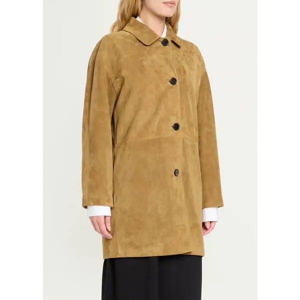 THE ROW Damir Suede Single-breasted Car Coat - Otter