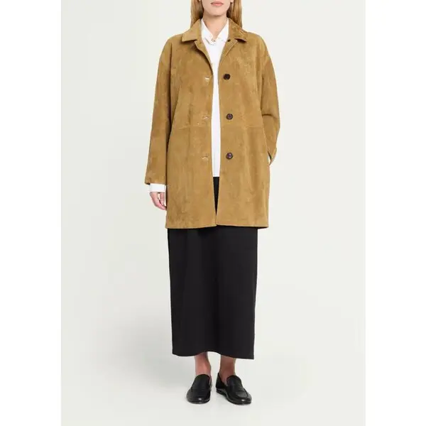 THE ROW Damir Suede Single-breasted Car Coat - Otter