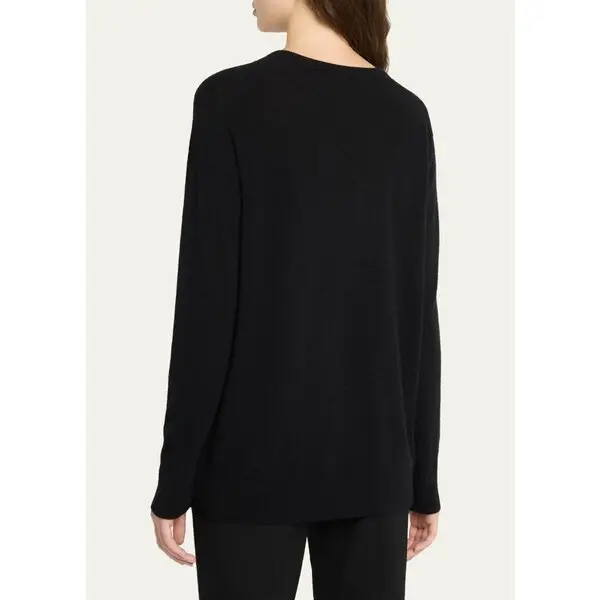 THE ROW Phora Lightweight Cashmere V-neck Sweater - Black