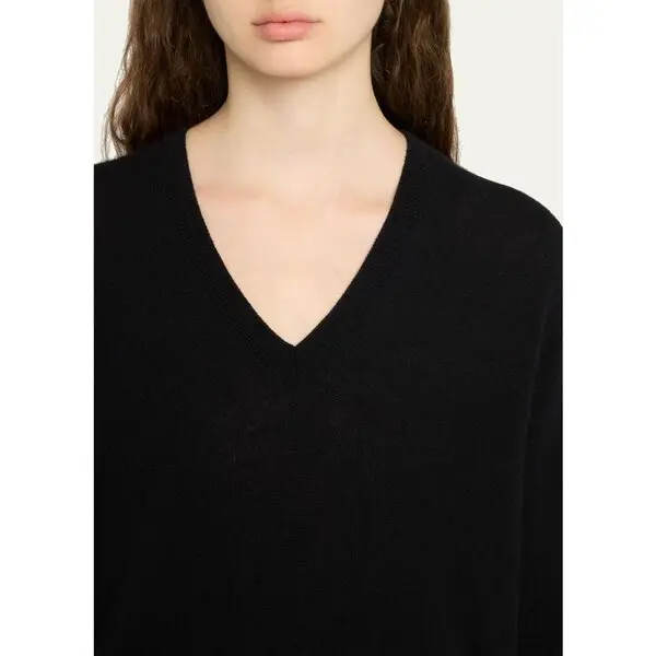 THE ROW Phora Lightweight Cashmere V-neck Sweater - Black