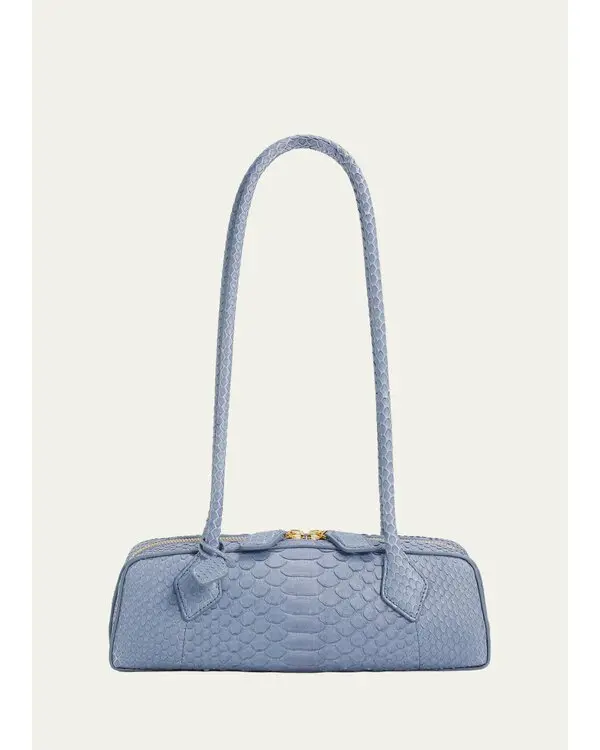 Alaïa Le Teckel Small Snakeskin Shoulder Bag - Blue