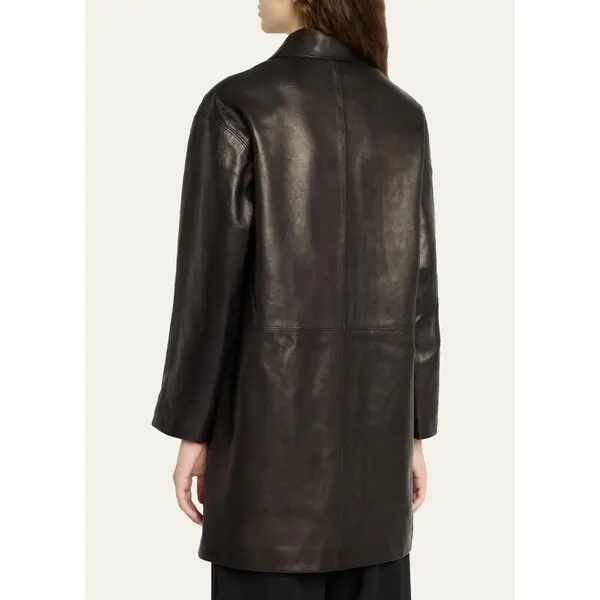 THE ROW Donata Leather Single-breasted Coat - Black