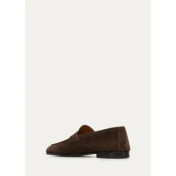 Bergdorf Goodman Water-resistant Suede Leather-sole Penny Loafers