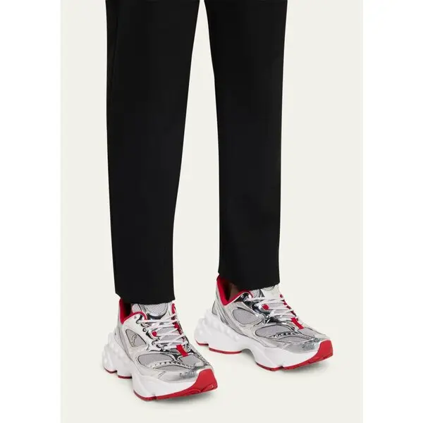 CHRISTIAN LOUBOUTIN So Flo Mesh & Metallic Leather Runner Sneakers