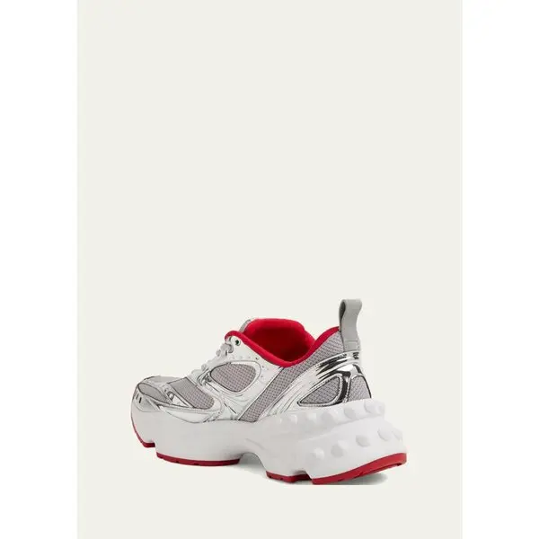 CHRISTIAN LOUBOUTIN So Flo Mesh & Metallic Leather Runner Sneakers