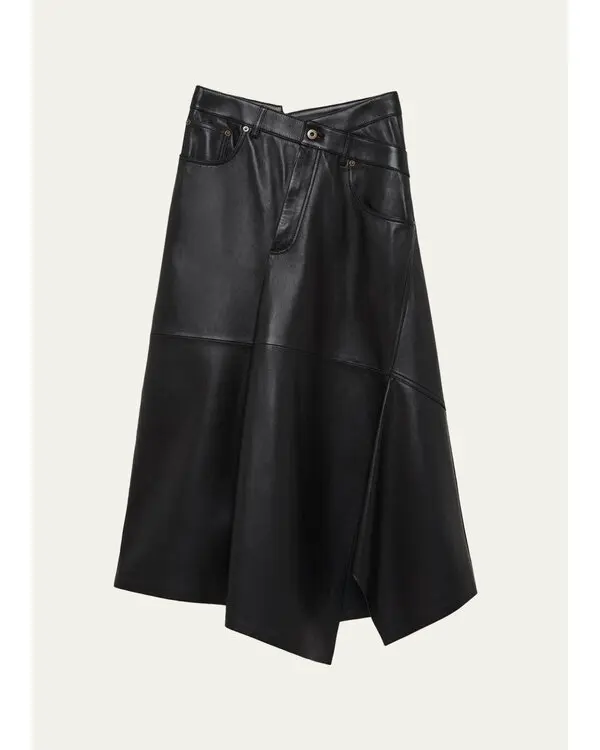Loewe Asymmetric Leather Midi Skirt