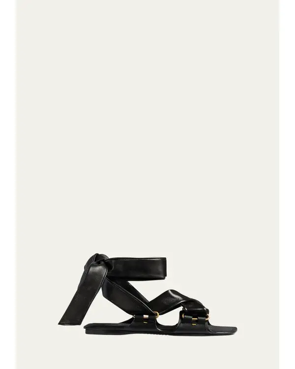 Khaite Boden Leather Lace-up Sandals - Black