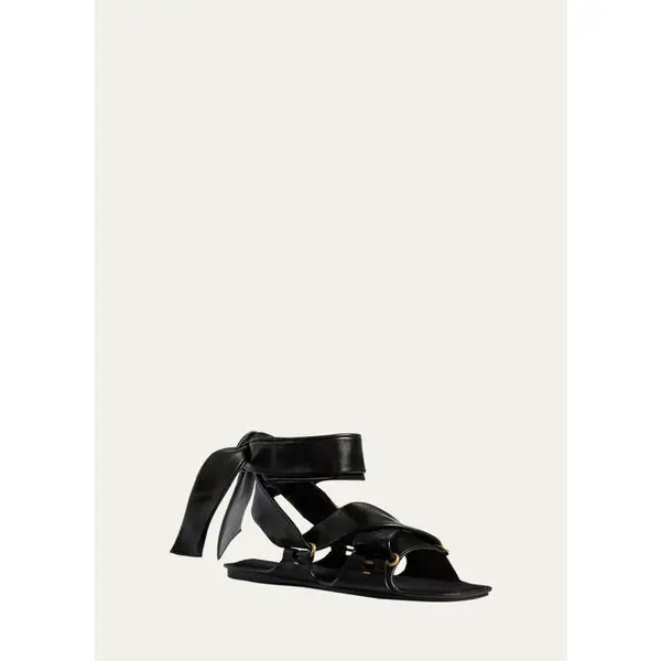 Khaite Boden Leather Lace-up Sandals
