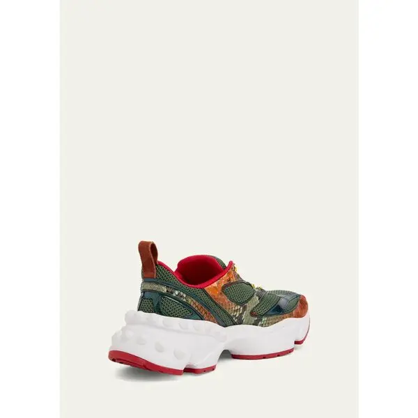 CHRISTIAN LOUBOUTIN So Flo Mesh & Snakeskin Runner Sneakers