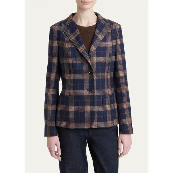 Kiton Plaid Single-breasted Blazer