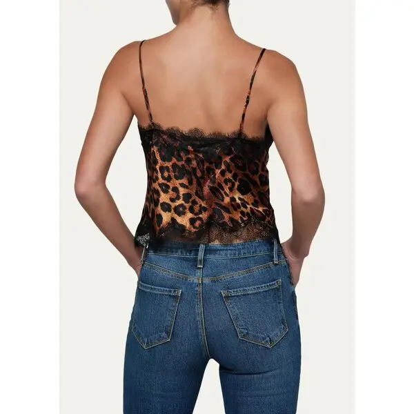 L'Agence Kimber Leopard Silk Lace Cami
