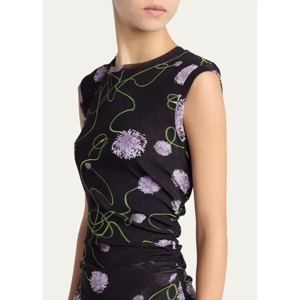 Stella McCartney Twisted Flower Mesh Sleeveless Maxi Dress