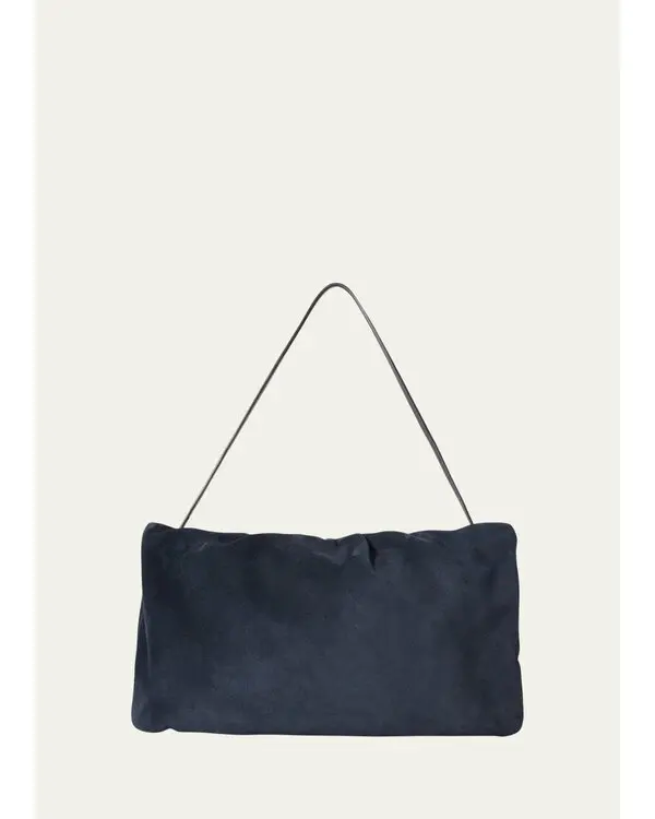 THE ROW Bourse Xl Shoulder Bag In Suede - Navy