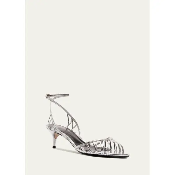 ALEXANDRE BIRMAN 50mm Solene Metallic Leather Sandals
