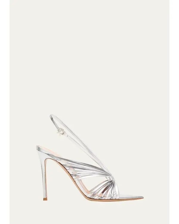 GIANVITO ROSSI 105mm Metallic Leather Slingback Sandals
