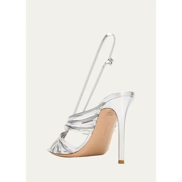 GIANVITO ROSSI 105mm Metallic Leather Slingback Sandals
