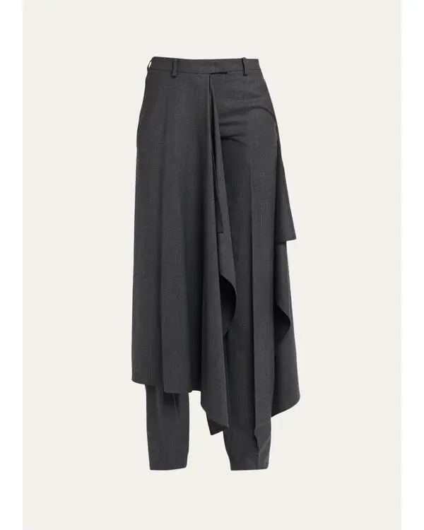 Michael Kors Asymmetric Overskirt Straight-leg Trousers - Graphite Multi